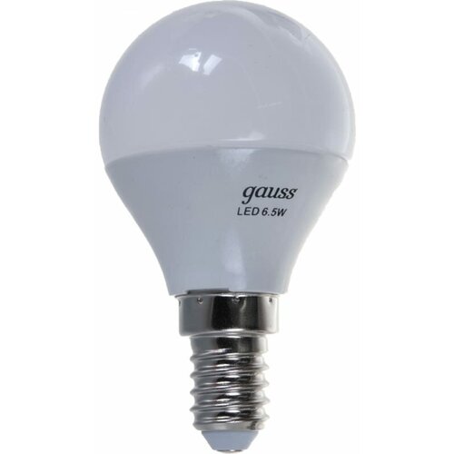 Лампа светодиодная LED 6.5 Вт 520 Лм 3000К теплая Е14 Шар Black | код.105101107 | GAUSS (80шт. в упак.)