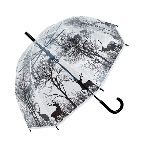 Зонт-трость полуавтомат, для женщин, черный, серый