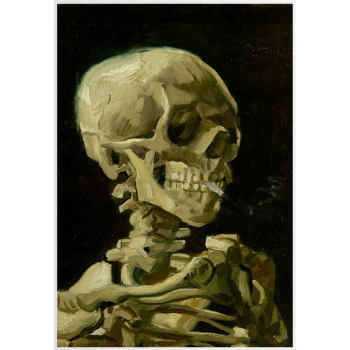 Плакат, постер Ван Гог, череп на бумаге, размер 21х30см