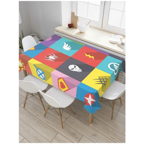 Скатерть прямоугольная JoyArty на кухонный стол "Различия суперменов" из оксфорда, 120x145 см