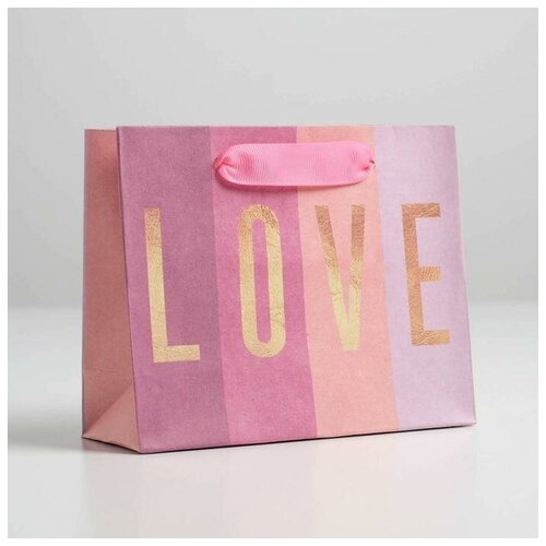 Пакет крафтовый горизонтальный LOVE, S 15 × 12 × 5.5 см
