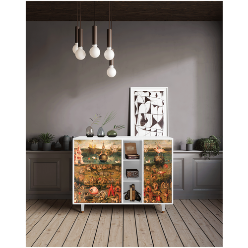 Комод - STORYZ - BS2 Garden of Earthly Delights by Hieronymus Bosch, 125 x 97 x 48 см, Белый