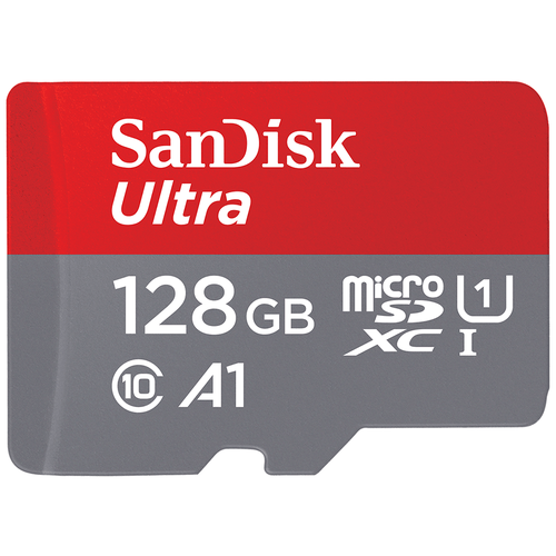 Карта памяти SanDisk microSDXC 128 ГБ Class 10, V10, A1, UHS-I, R 100 МБ/с, адаптер на SD, 1 шт., серебристый