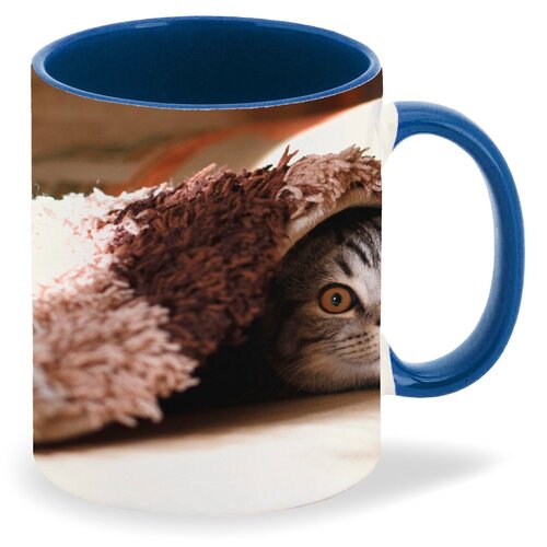 Кружка лазурный CoolPodarok Котёнок под одеялом