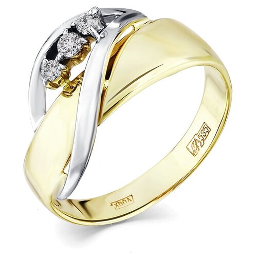 Кольцо Master Brilliant, комбинированное, желтое, белое золото, 585 проба, бриллиант, размер 17.5