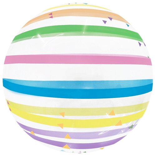 Шар (20''/51 см) Сфера 3D, Deco Bubble, Разноцветные полоски, Прозрачный, Кристалл, 1 шт. в упак.