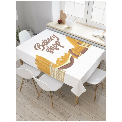 Скатерть прямоугольная JoyArty на кухонный стол "Магазин выпечки" из оксфорда, 120x145 см