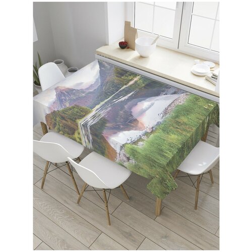 Скатерть прямоугольная JoyArty на кухонный стол "Высокогорное озеро" из оксфорда, 120x145 см