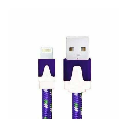 Плоский плетеный кабель Apple Lightning to USB Cable для iPhone/iPod/iPad, фиолетовый