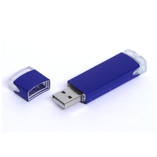 Классическая металлическая флешка для нанесения логотипа (128 Гб / GB USB 2.0 Синий/Blue 014 гравировка)