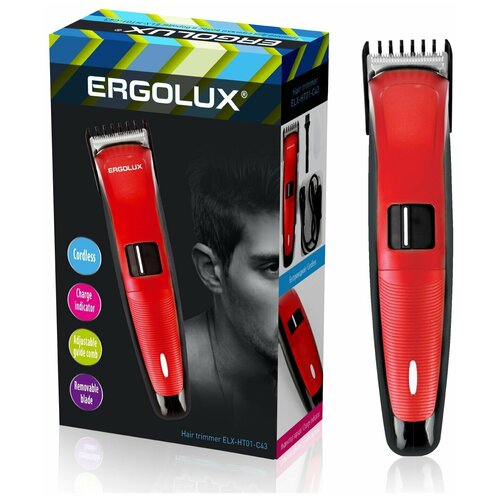 Триммер для волос и бороды ERGOLUX ELX-HT01-C43 красный