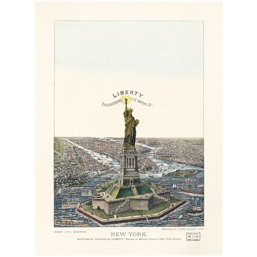 Постер / Плакат / Картина Вид на статую Свободы 60х90 см в раме