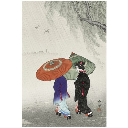 Постер / Плакат / Картина Девушки под зонтами 40х50 см в раме