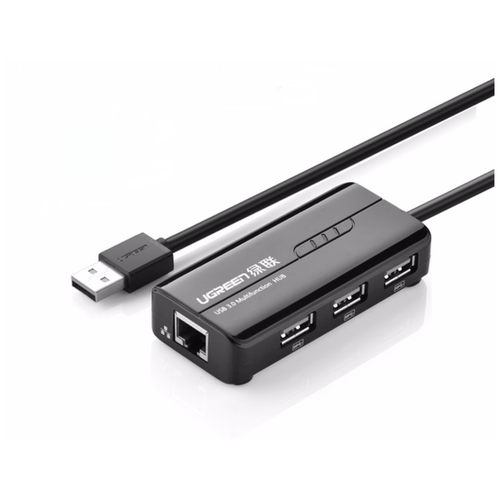 USB-HUB Ugreen + сетевая карта 100 mbit/sec, 3xUSB 2.0, подходит к ТВ-приставке Xiaomi Mi Box