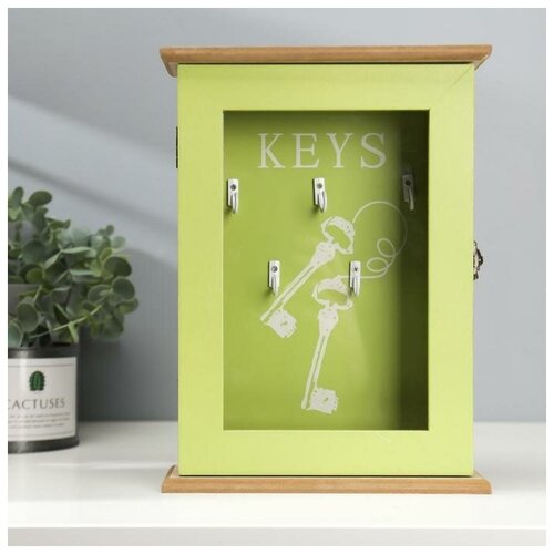 Ключница 5 крючков "Связка ключей" зелёная 25,5х19х6 см