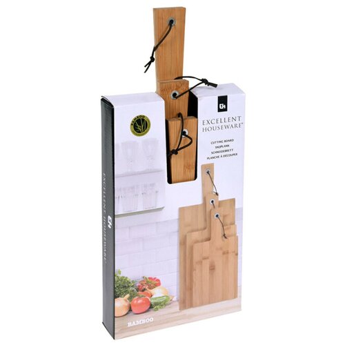 Набор кухонных разделочных досок из бамбука в подарочной упаковке 3 штуки 45x19см 35x17см 30x15см