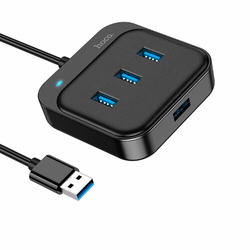 Переходник Hoco HB31 USB концентратор 4 в 1 USB to USB 3.0*4 (длина 1.2м) черный