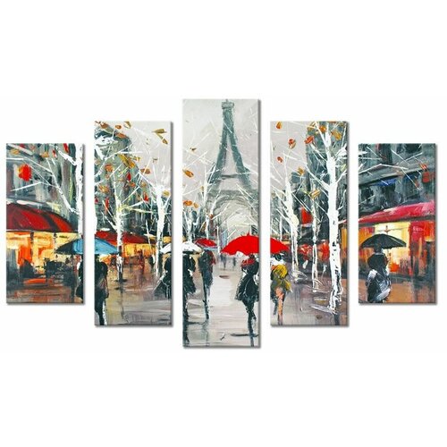 Модульная картина для интерьера на стену / Картина на холсте "Прогулка по Парижу" 80х140см М1390