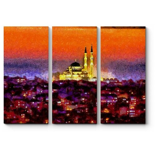 Модульная картина Сияющий Стамбул ночью 60x43