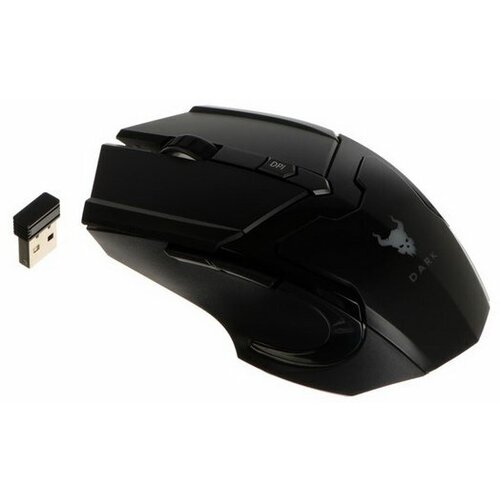 Мышь RUSH Dark, игровая, беспроводная, 1600 dpi, 2хААА, USB, подсветка, чёрная