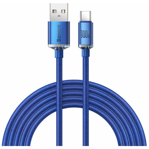 Кабель Baseus Crystal Shine Series Fast Charging Data Cable (CAJY000403), USB - USB Type-C, 100W, 1.2 м, синий