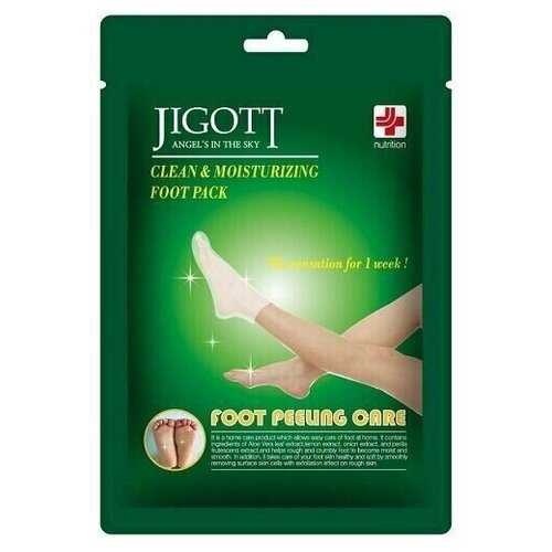Пилинг-носочки отшелушивающие Jigott Clean & Moisturizing Foot Pack (15мл x 2шт), 1 пара