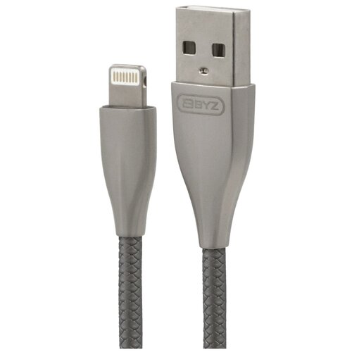 USB-кабель BYZ BC-017i AM-8pin (Lightning) 1.2 метра, 2.4A, пластик, серебристый