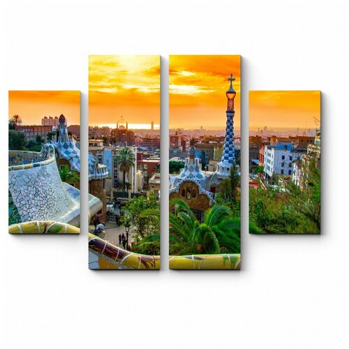 Модульная картина Великолепный закат, Барселона 170x128
