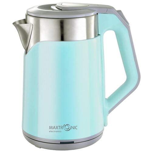 Чайник электрический MAXTRONIC MAX-1018, пластик, колба металл, 2.3 л, 1800 Вт, голубой 6488311