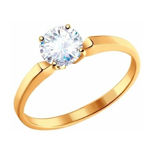 Кольцо помолвочное Diamant online, красное золото, 585 проба, фианит, размер 15