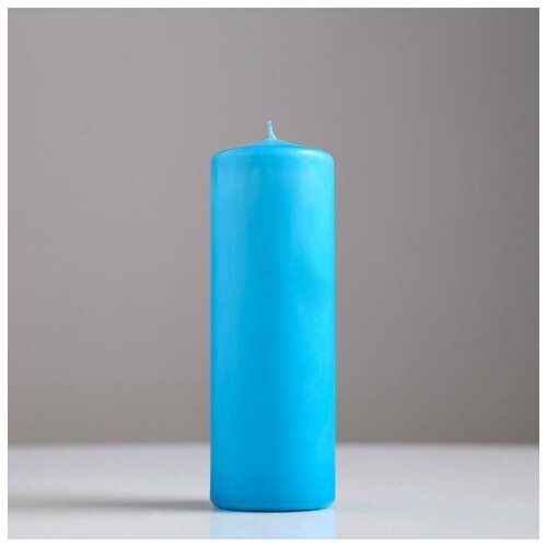 Свеча - цилиндр, 5х15 см, голубая лакированная 5307269
