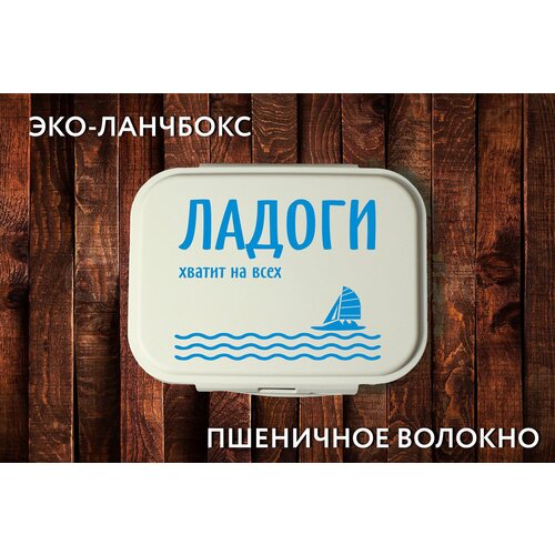 Контейнер для еды (ланч бокс) с приборами 1 л. "Ладоги хватит на всех"