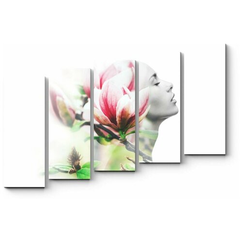 Модульная картина Девушка-цветок 90x63