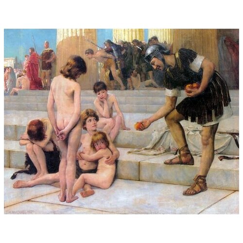 Репродукция на холсте Пленники в Риме (Captives in Rome) Чарльз Бартлетт 51см. x 40см.