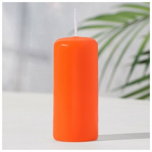 Свеча - цилиндр, 4х9 см, 11 ч, 90 г, оранжевая