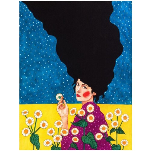 Постер / Плакат / Картина Девушка в ромашках 50х70 см в подарочном тубусе