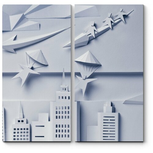 Модульная картина Бумажный город 70x70