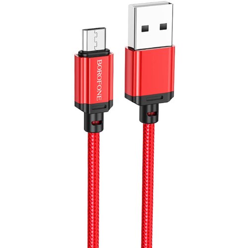 Кабель USB - микро USB Borofone BX87 Sharp, 1.0м, 2.4A, цвет: красный