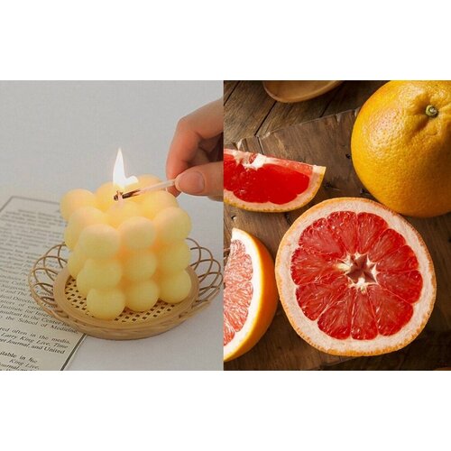 Фигурная свеча куб 6х6 Bubble Cube /грейпфрут/ ароматическая свеча/ авторская свеча/ подарочная свеча / куб/ цитрусовый аромат
