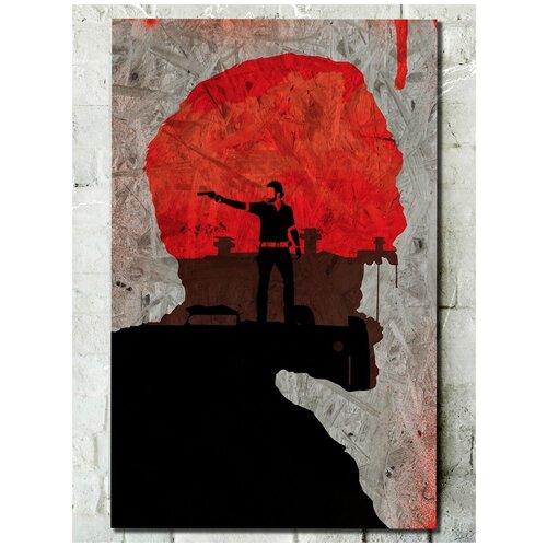 Картина интерьерная на рельефной доске Сериал Ходячие мертвецы (Рик, Ниган, Дэрил) - 7214 В