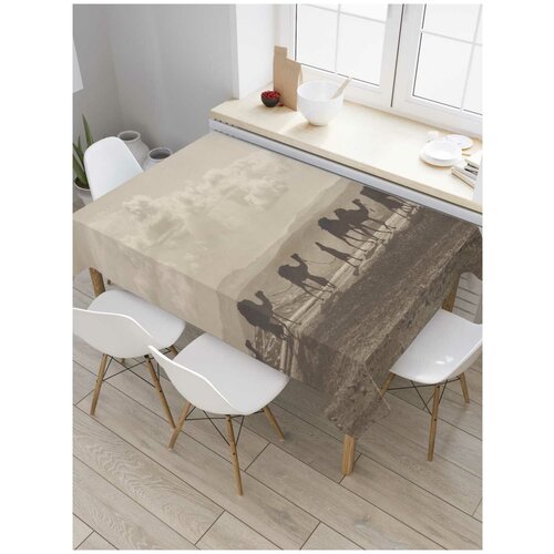Скатерть прямоугольная JoyArty на кухонный стол "Караван с верблюдами" из оксфорда, 120x145 см