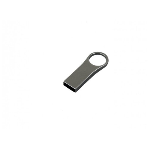 Компактная металлическая флешка с большим круглым отверстием (128 Гб / GB USB 2.0 Серебро/Silver mini4 Гравировка логотипа компании)