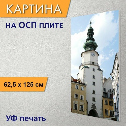 Вертикальная картина на ОСП "Братислава, словакия, город" 62x125 см. для интерьериа