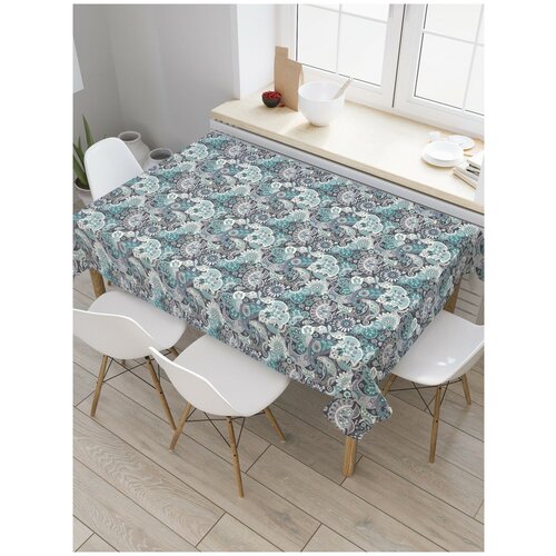 Скатерть прямоугольная JoyArty на кухонный стол "Восточные цветы" из оксфорда, 120x145 см