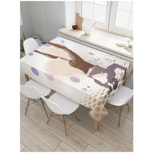 Скатерть прямоугольная JoyArty на кухонный стол "Стойка на голове" из оксфорда, 120x145 см