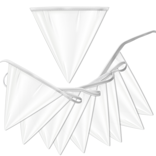 Флажная лента из белых флажков треугольников / белая флажная гирлянда / длина 10 м.
