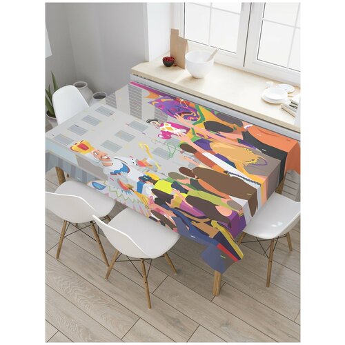 Скатерть прямоугольная JoyArty на кухонный стол "Гуляние в городе" из оксфорда, 120x145 см