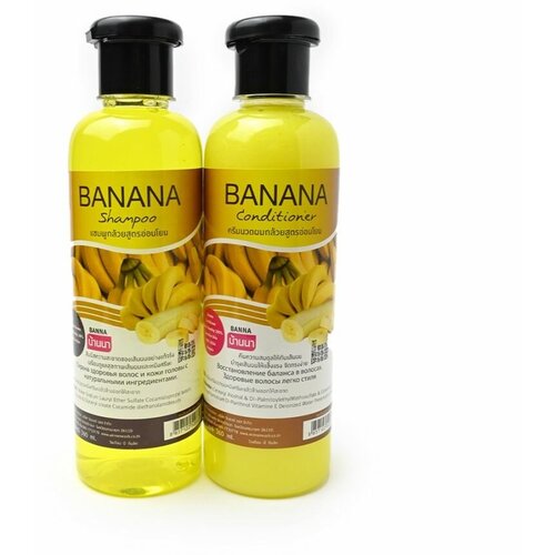 BANANA, Combo SHAMPOO+CONDITIONER, Banna (банан, Набор шампунь и кондиционер с экстрактом Банана, Здоровье и восстановление волос, Банна), 360 мл. + 360 мл.