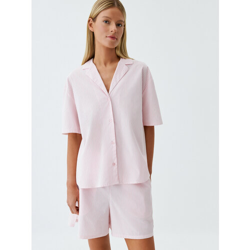Рубашка  Sela, размер L INT, белый, розовый