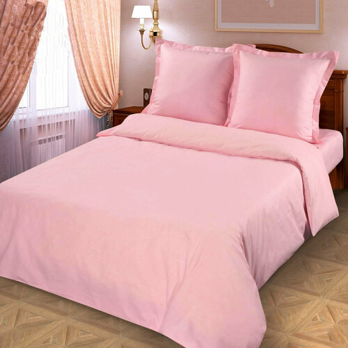 Постельное бельё Maktex из сатина 2 спальное Однотонный Розовый